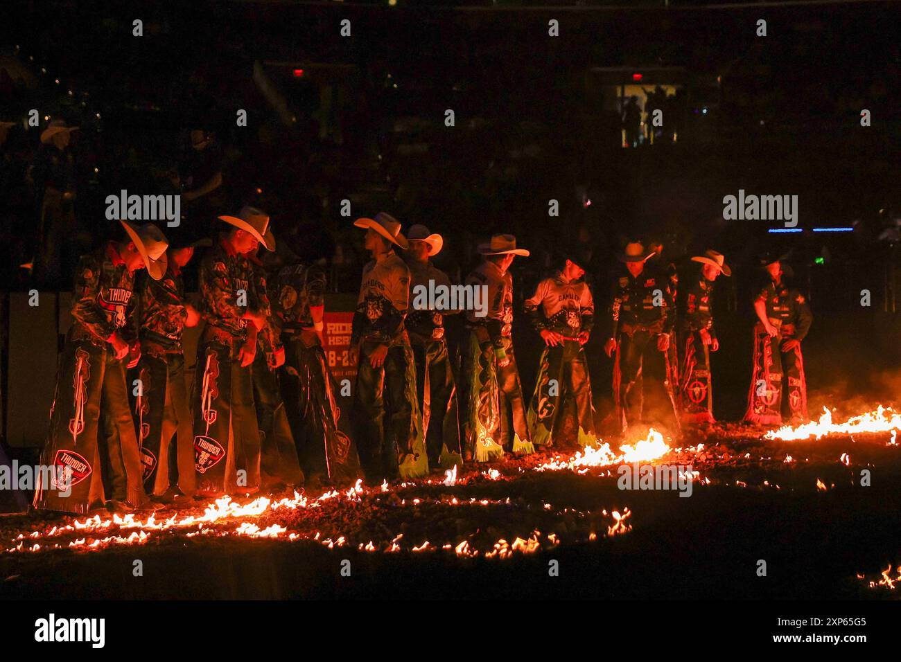 SUNRISE, FLORIDA - AUGUST 2: > PBR riders line up at Amerant Bank Arena ...