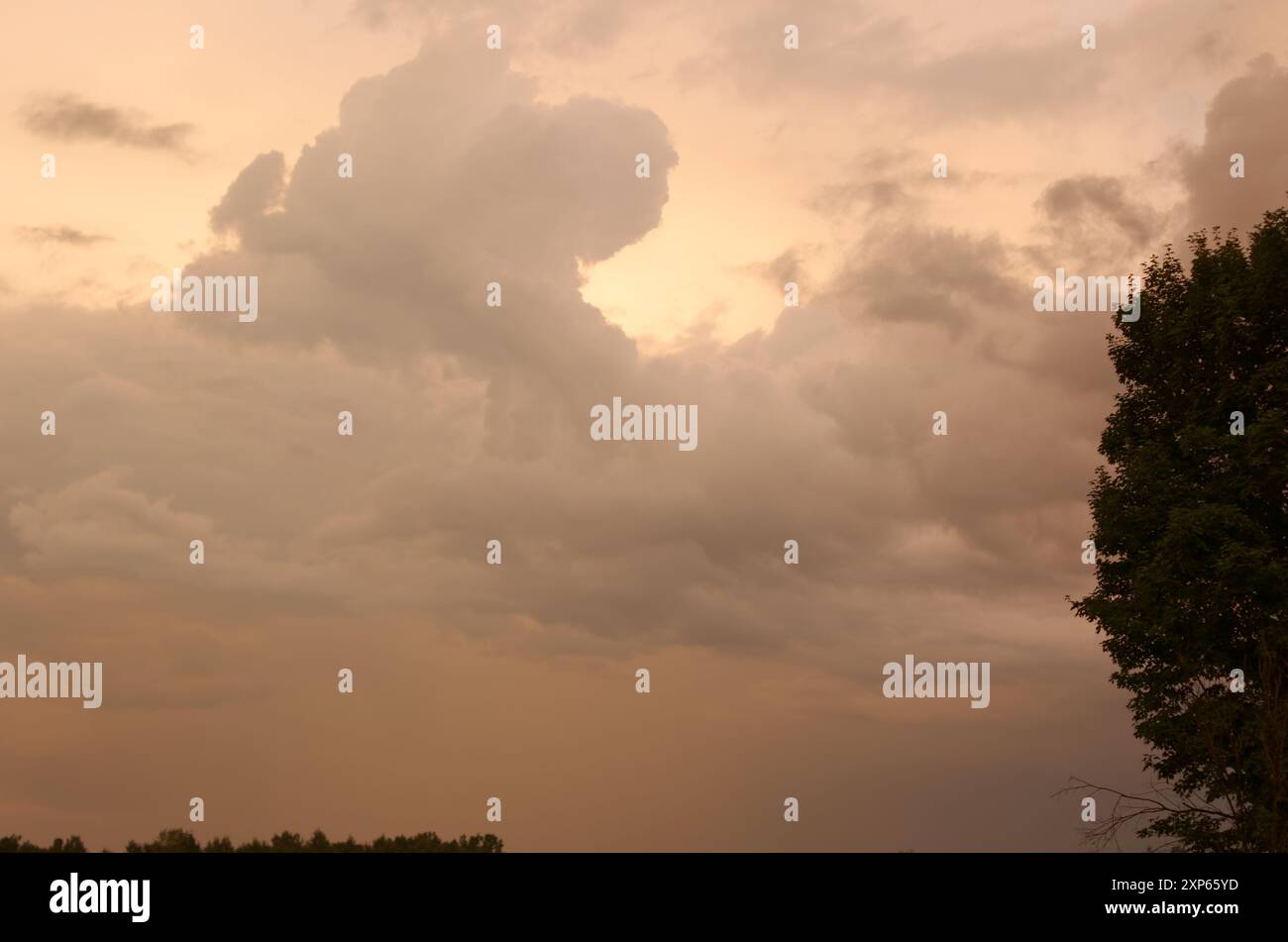 Orange colored evening sky. Quebec,Canada Stock Photo - Alamy