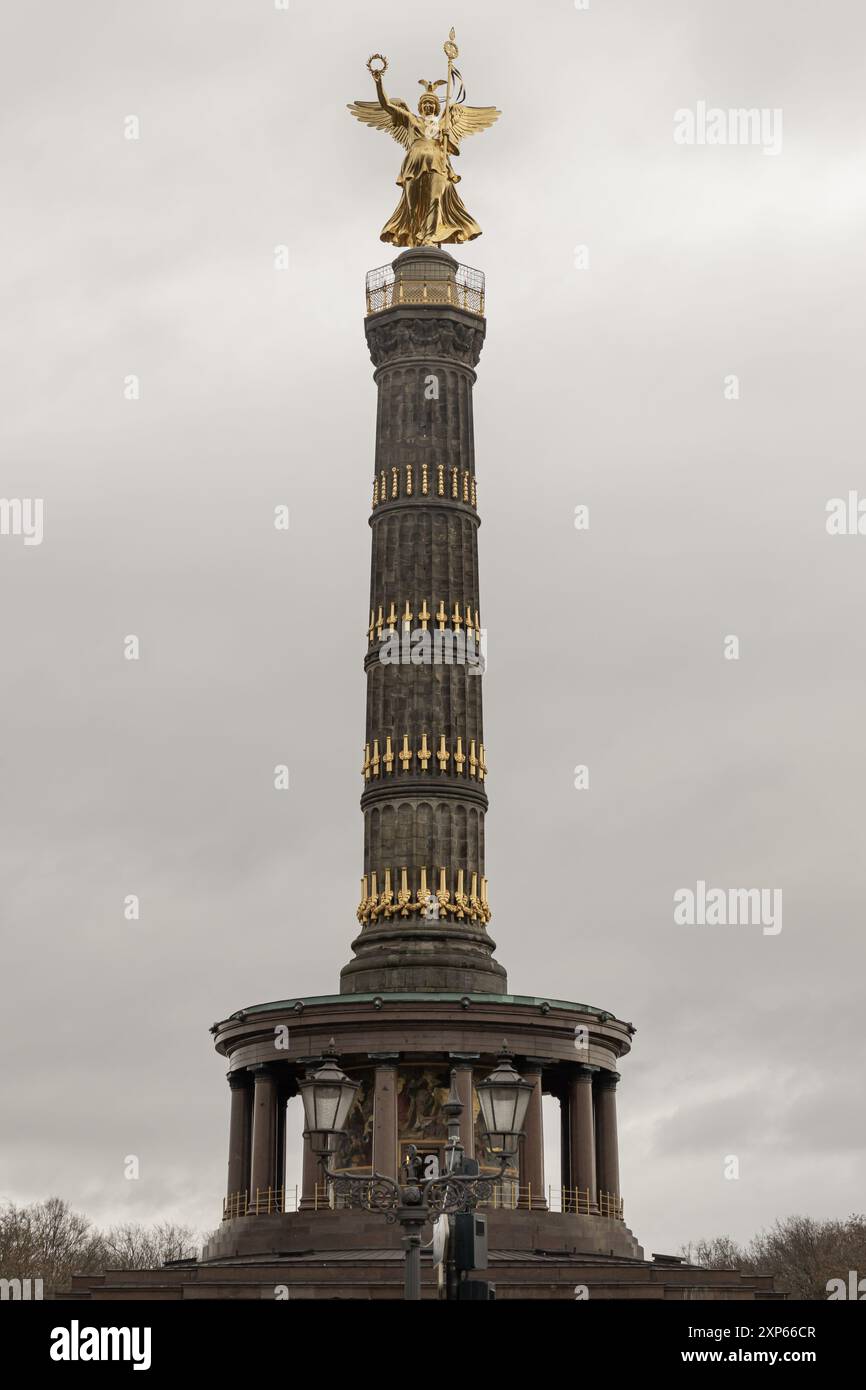 Berlin, Germany - Dec 20, 2023 - The victory column with Goddess ...