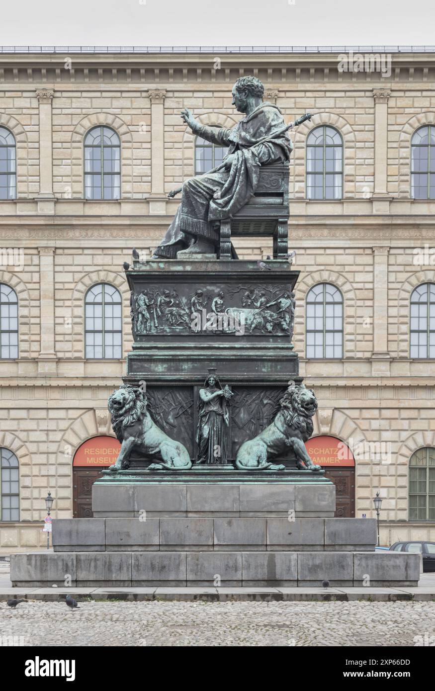 Munich, Germany - Dec 21, 2023 - Side view of Monument Bronze Statue of ...