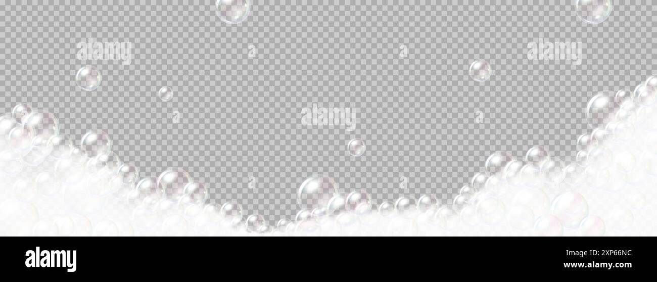 Floating bubble of soap foam realistic vector illustration. Cleaning ...