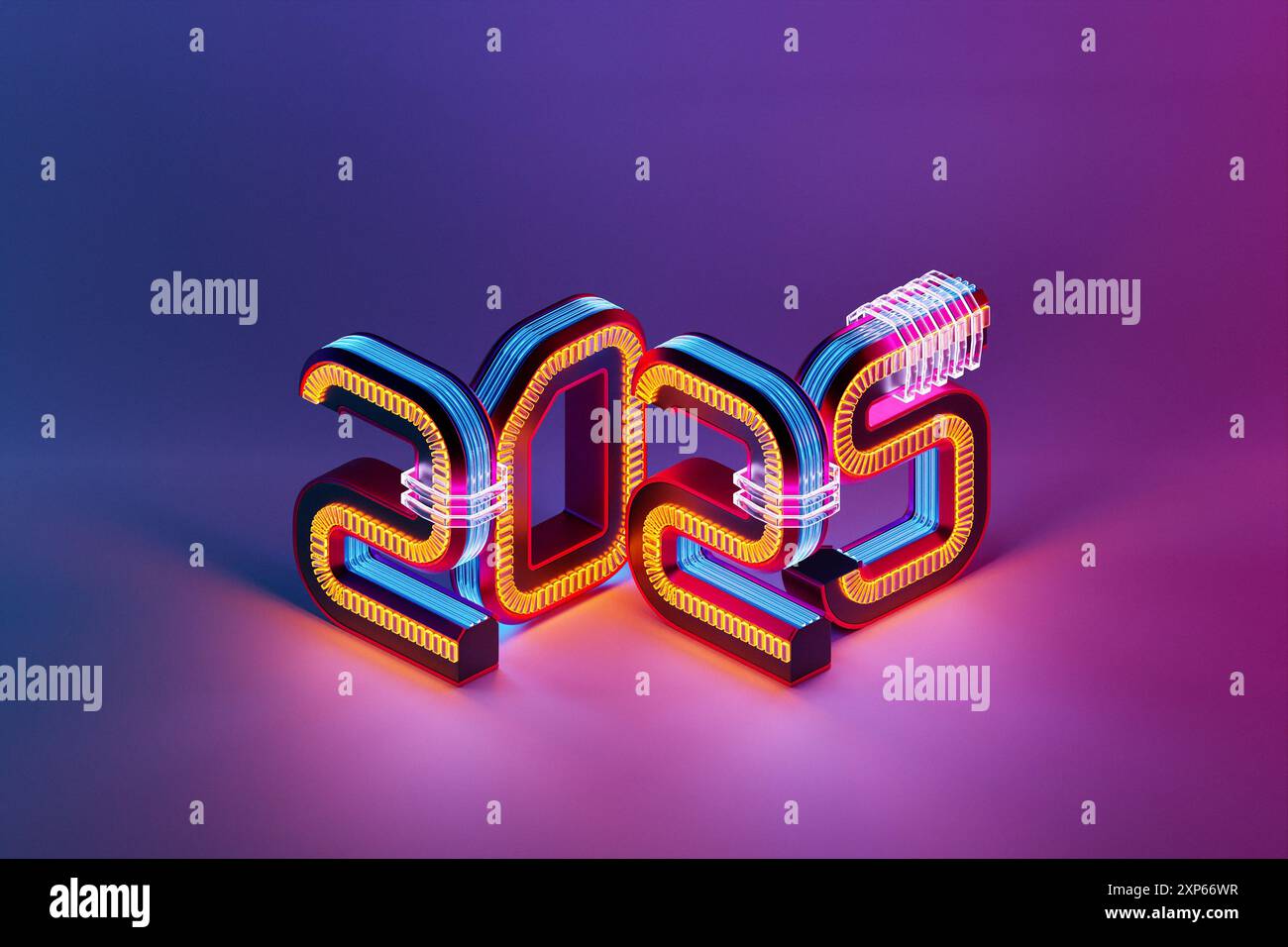 Welcome creative concept 2025. Happy New Year 2025 with neon light ...