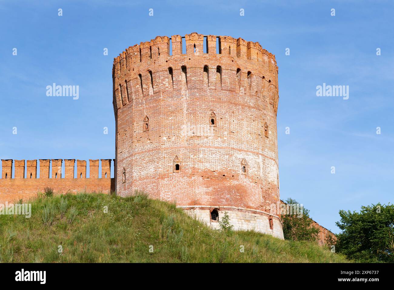 Ancient Eagle tower close-up on a sunny July day. Smolensk Fortress ...