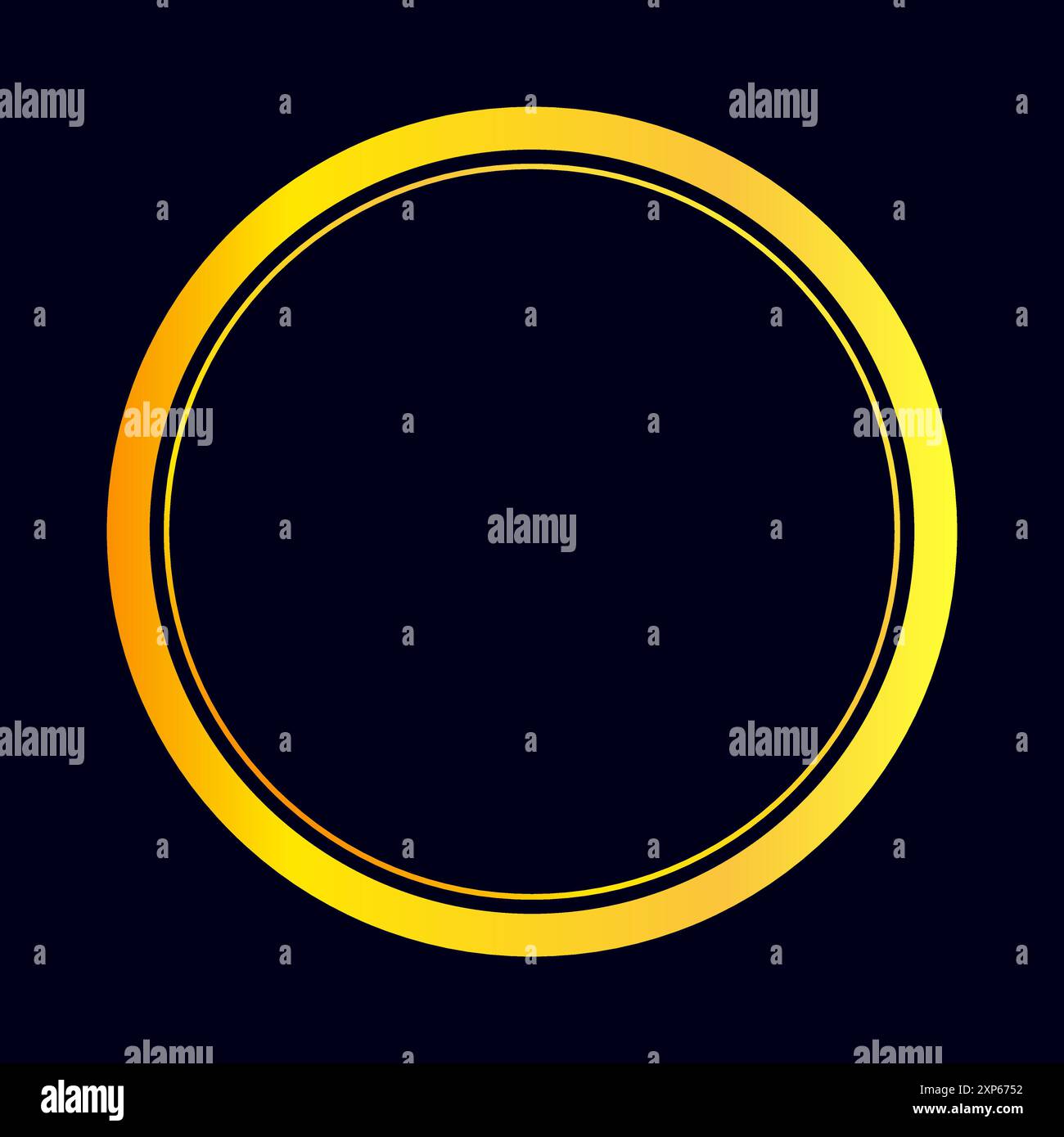Circle luxury gold frame template isolated on dark blue background ...