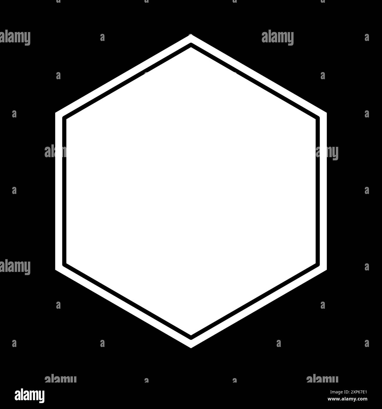 Hexagon frame template isolated on black background. Vector ...