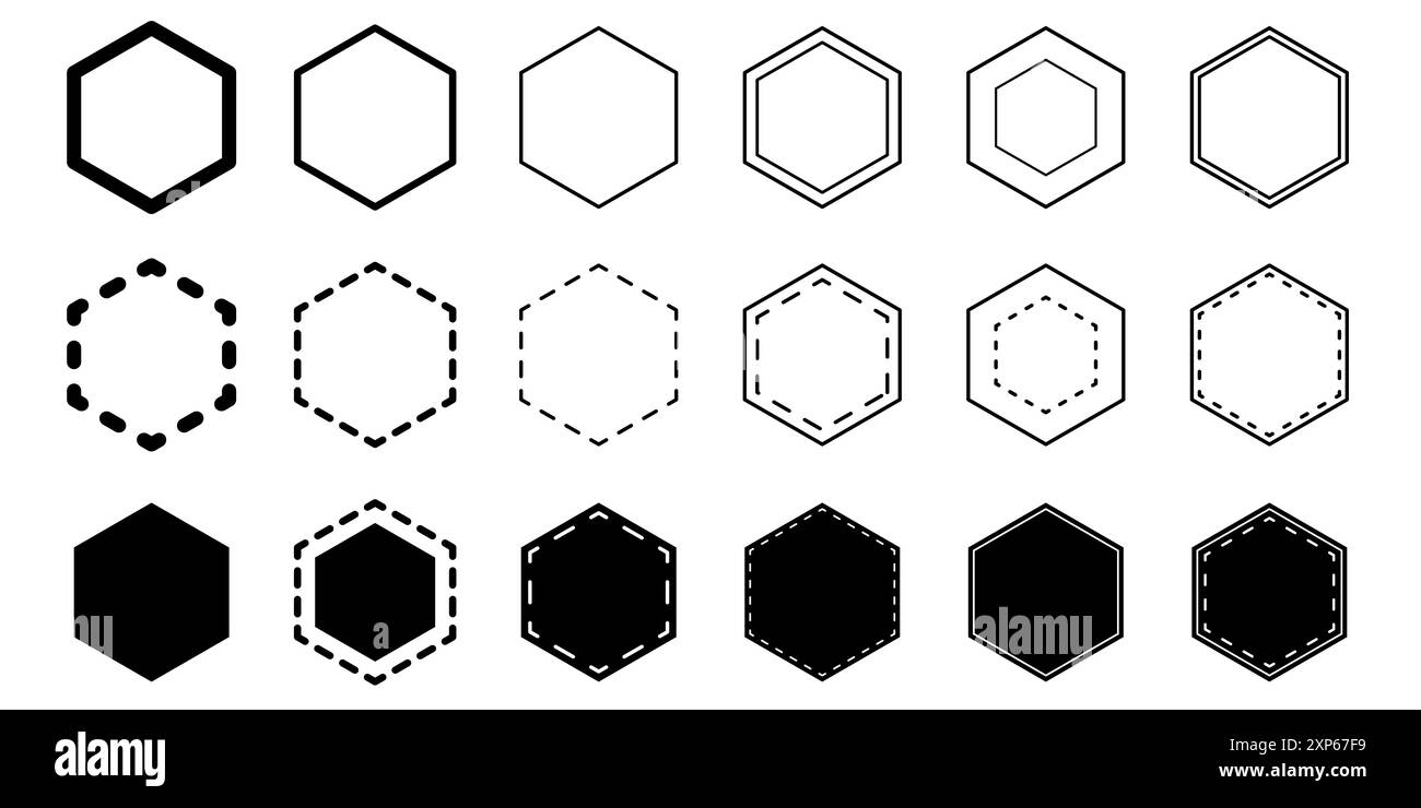 Hexagon shape symbol vector Black and White Stock Photos & Images - Alamy