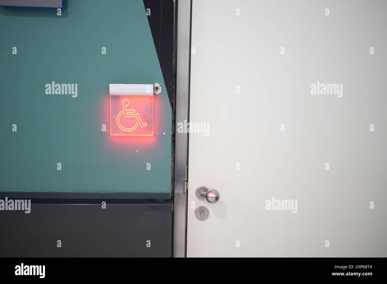 Modern and Accessible Restroom Signage featuring an Illuminating Red ...