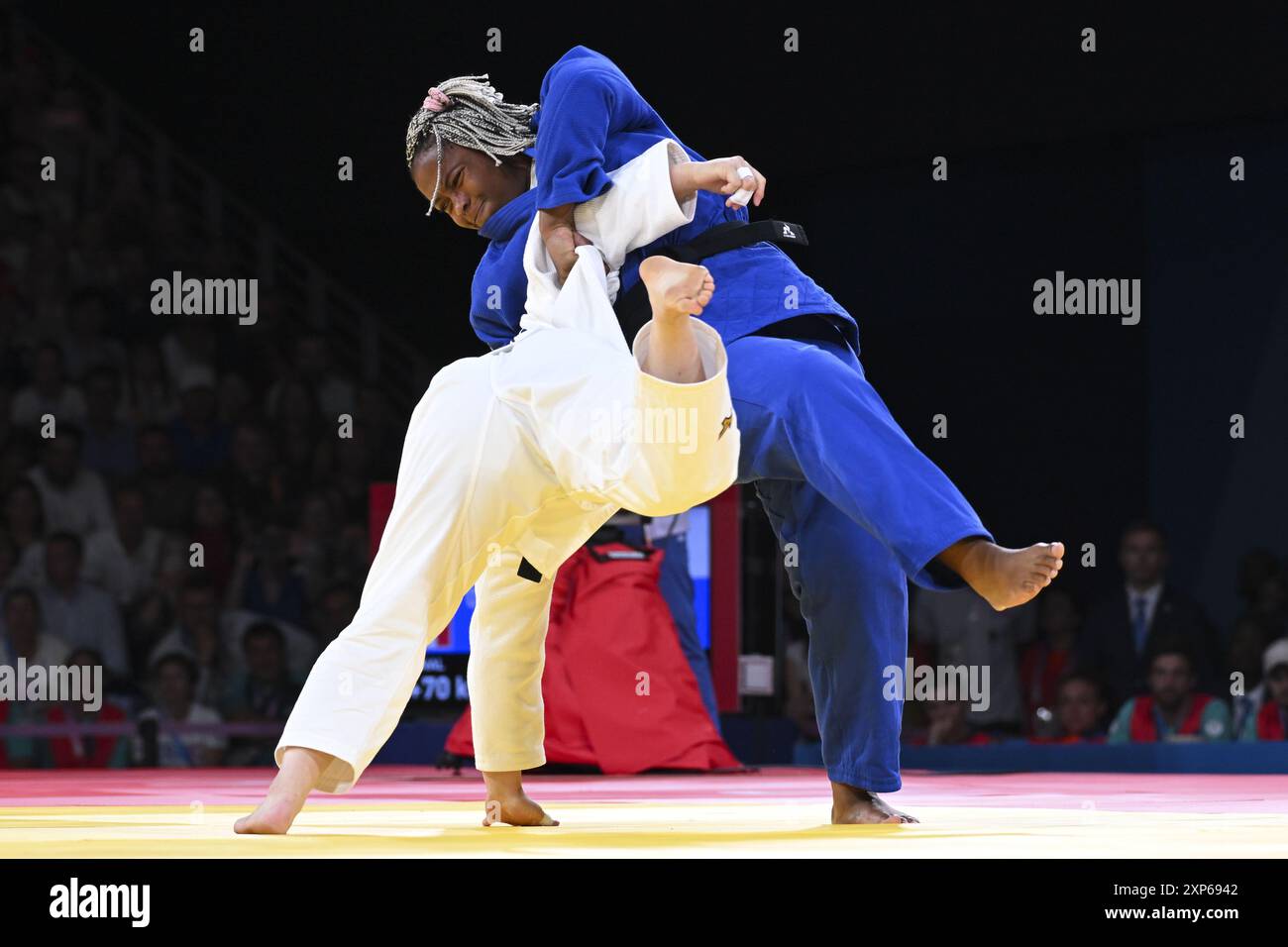 Paris, France. 3rd Aug 2024. DICKO Romane (FRA) vs TAKAYAMA Rika (JPN), Judo, Mixed Team during ...