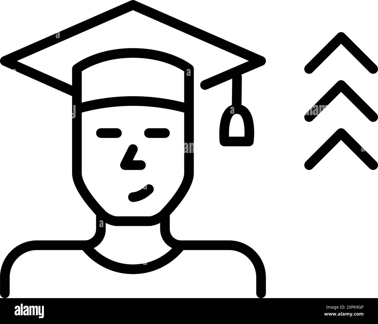 Male user avatar wearing graduation hat and arrows up. Career ...
