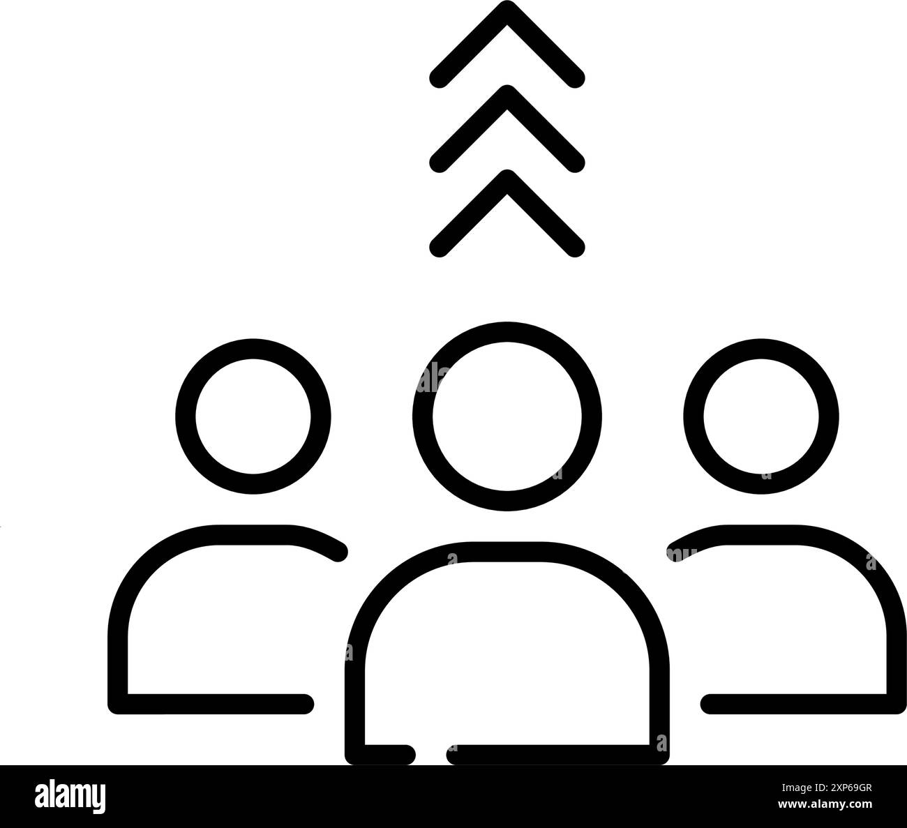 Group of users and arrows up. Team success, collective improvement ...