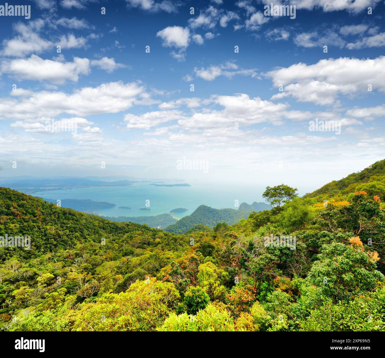 Tropical landscape. Mountains and sea Stock Photo - Alamy