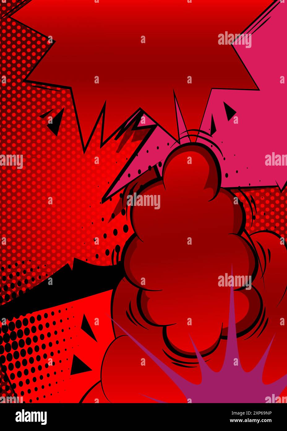 Cartoon red and purple background, comic book backdrop. Retro vector ...