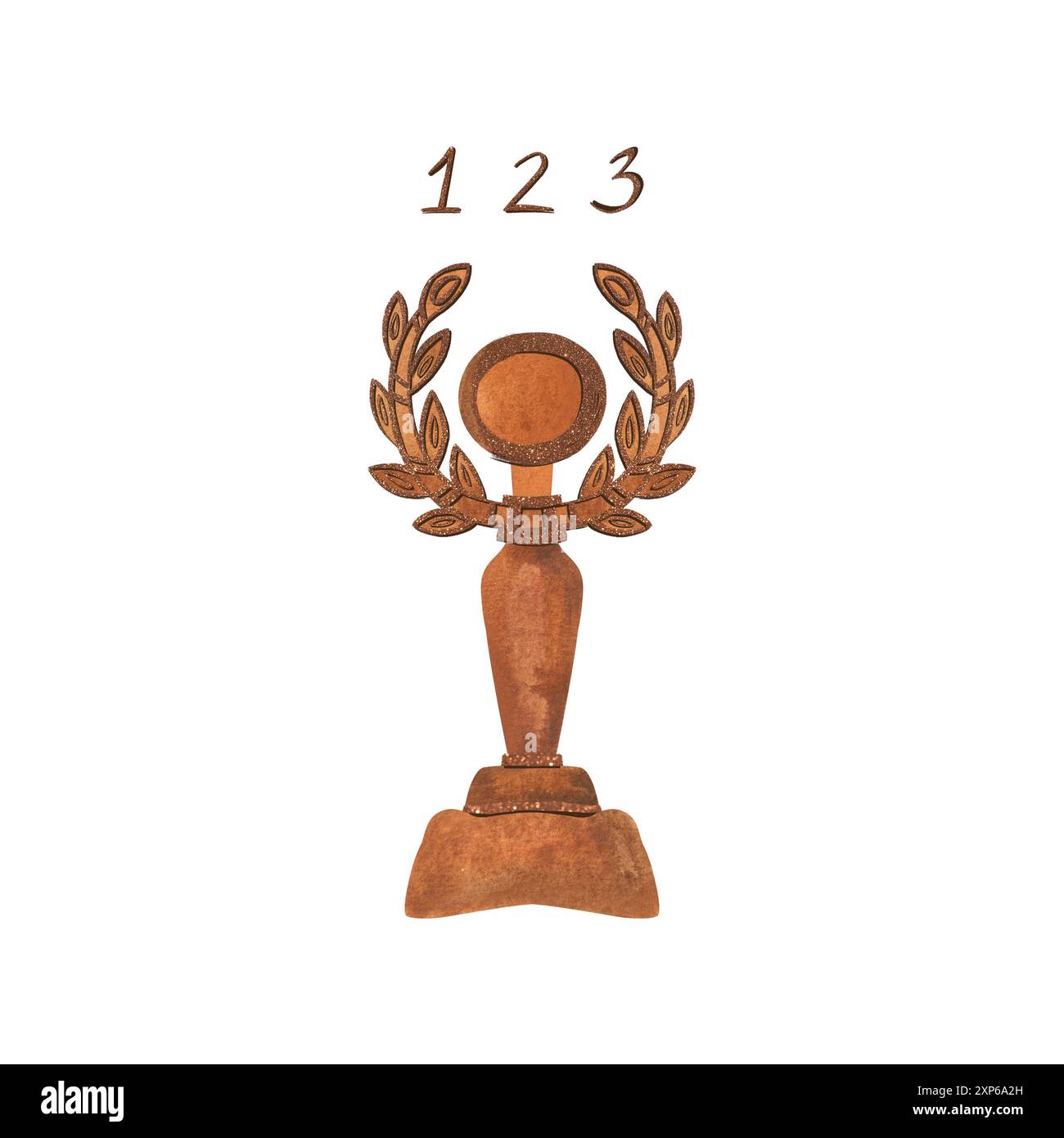 A set of shiny cup and numbers for first, second and third places ...