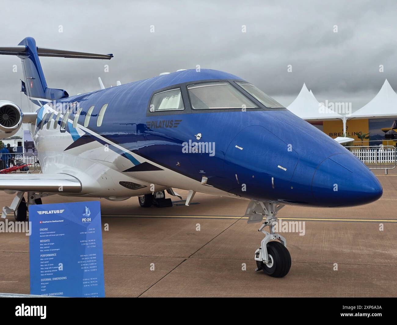 RAF Fairford, UK. 20 July 2024. Pilatus PC-24 on static display at the ...