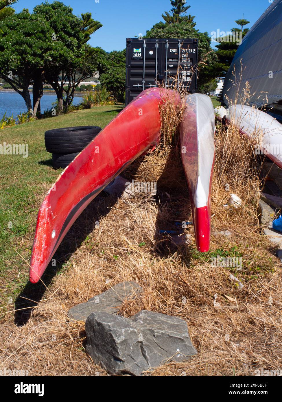 Overturned Boats Onshore Stock Photo - Alamy