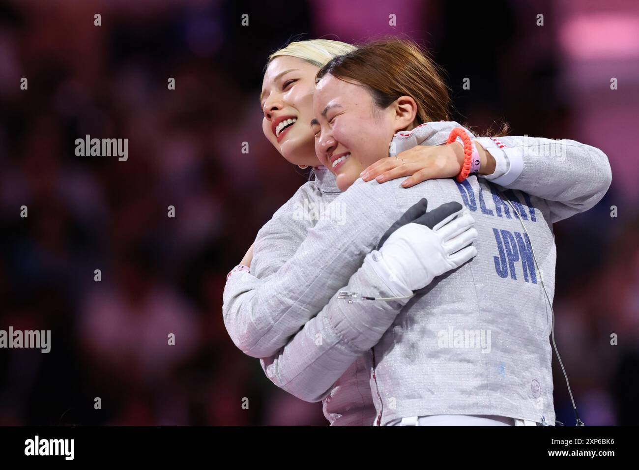 Paris, France. 3rd Aug, 2024. (L to R) Misaki Emura (JPN), Seri Ozaki (JPN) Fencing : Women's ...