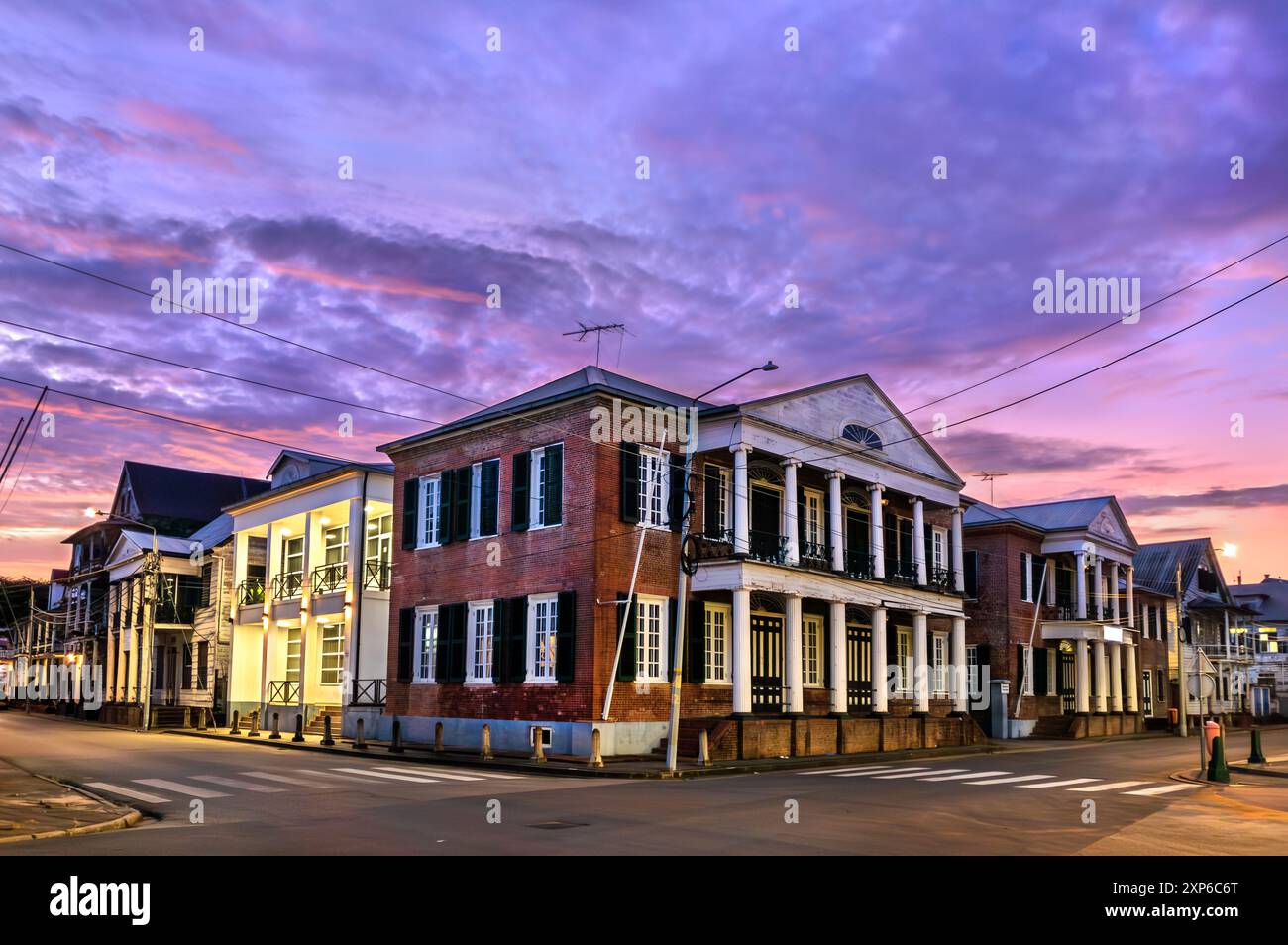 Architecture of Historic Inner City of Paramaribo at sunset, UNESCO ...