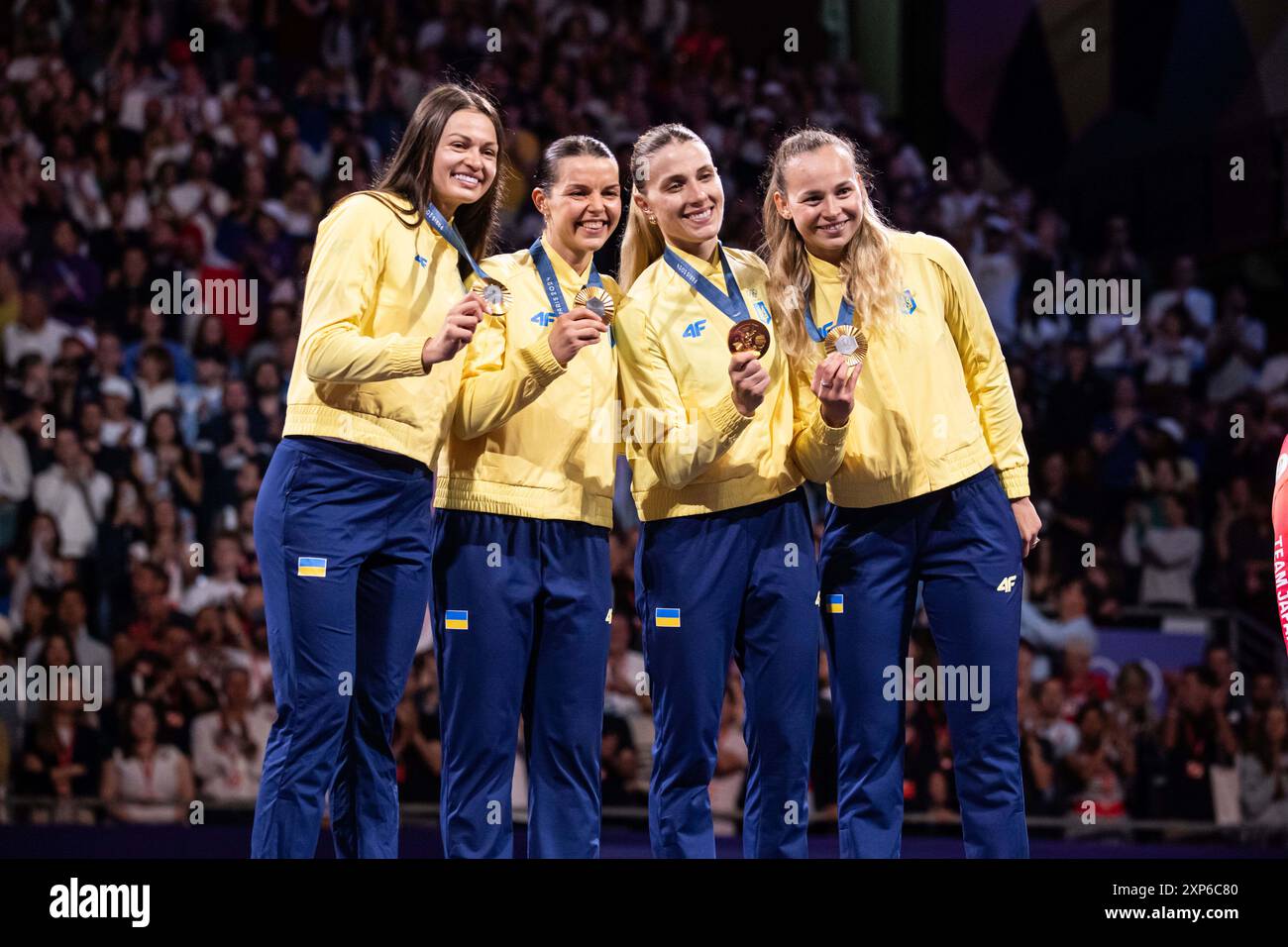 Paris, France. 3rd Aug 2024. Team Ukraine Gold medal, Fencing, Women's ...