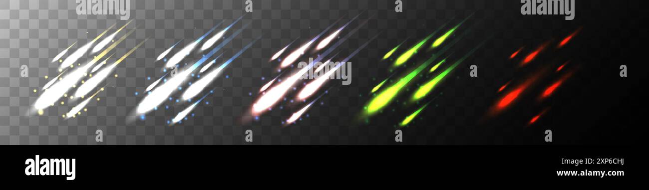 Vector set of colorful sparks and glitters. Collection of falling stars ...