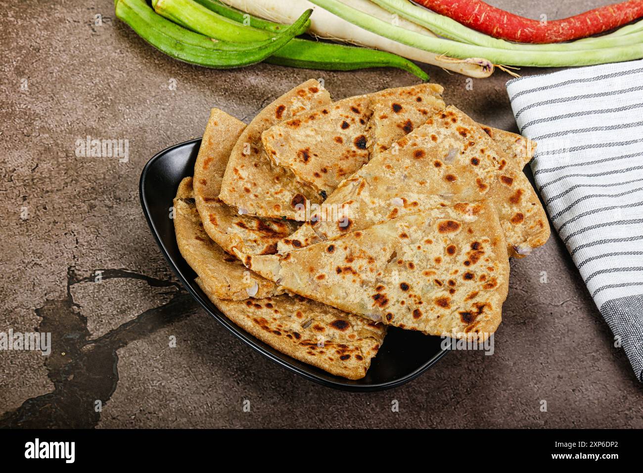 Indian vegetarian Aloo Paratha - bread with potato Stock Photo - Alamy