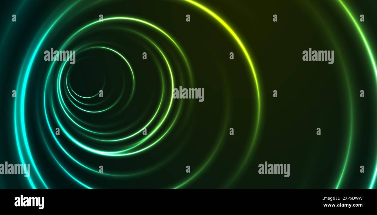 Bright blue green neon glowing shiny tunnel abstract background. Vector ...