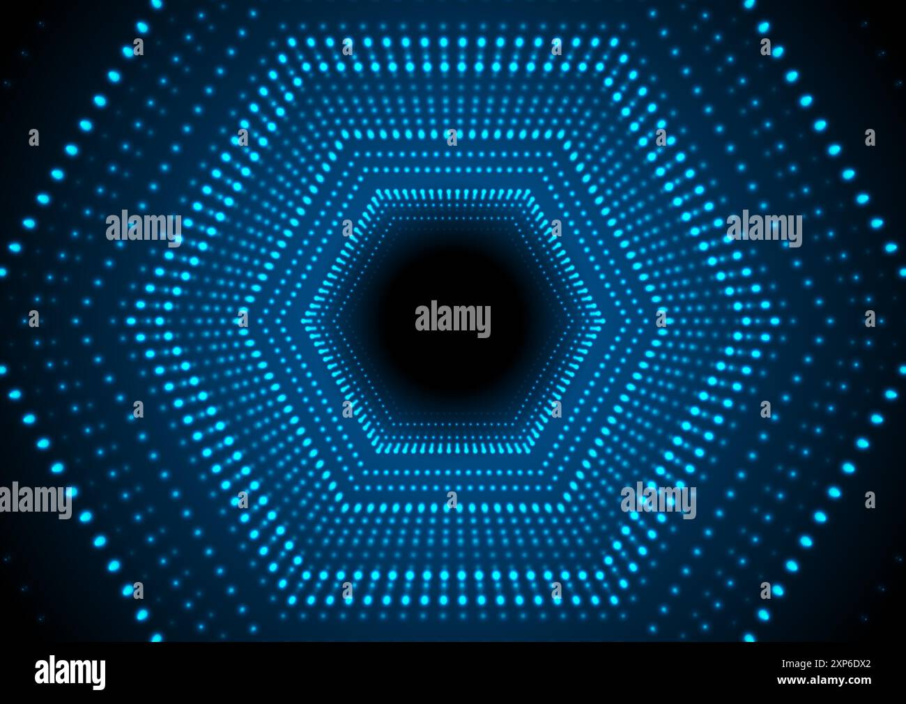 Blue neon glowing dotted linear hexagons abstract hi-tech background ...