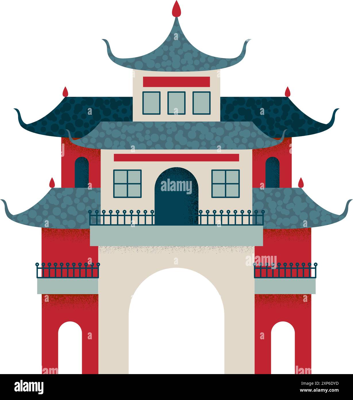 Chinese building color icon. Asian traditional architecture Stock ...
