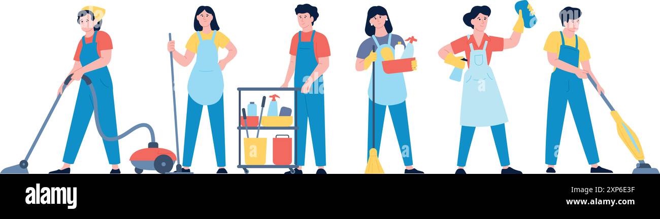 Cleaning team in uniform Stock Vector Images - Alamy