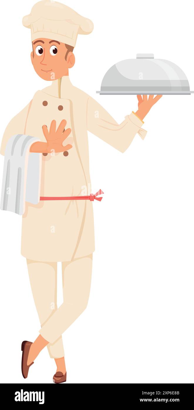 Man serving food in professional uniform. Waiter character Stock Vector ...