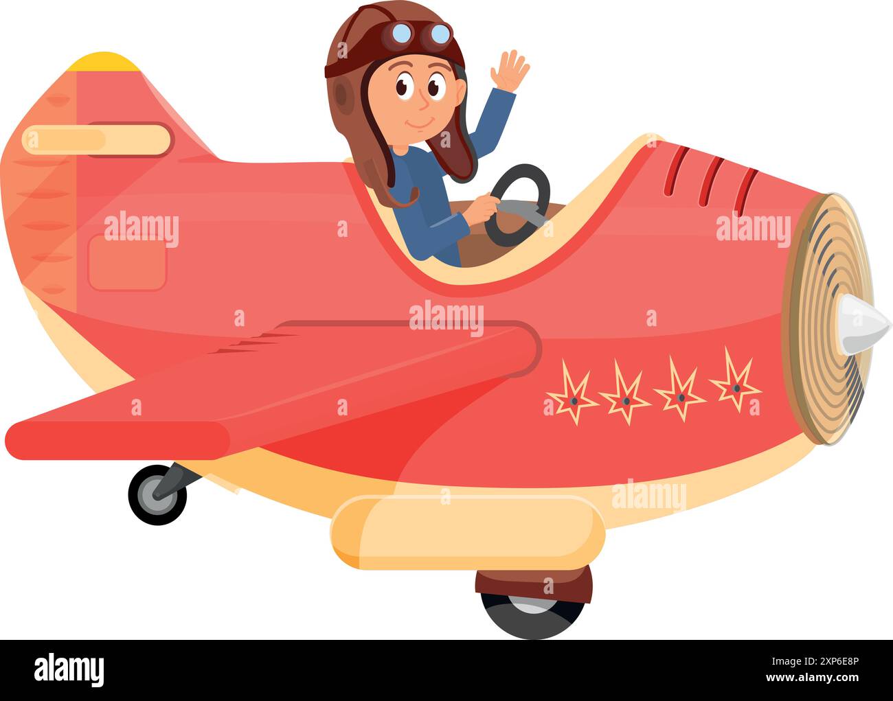 Kid aviation. Cartoon boy sit on flying plane Stock Vector Image & Art ...