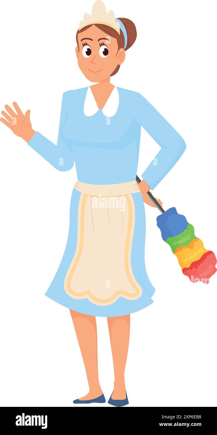 Maid character. Happy woman in professional cleaning service uniform ...