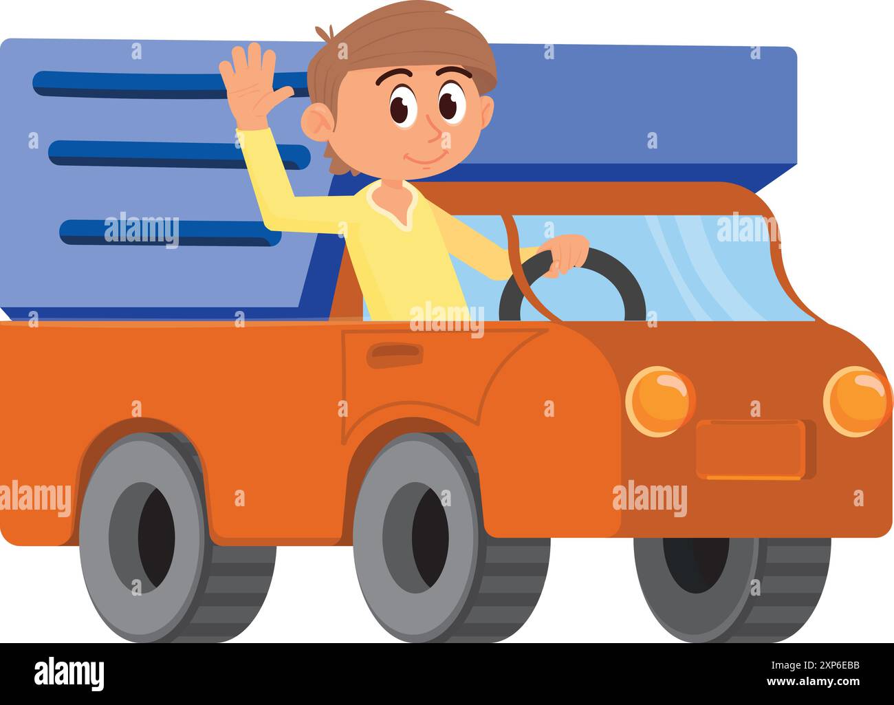 Happy boy ride truck. Cartoon kid transport Stock Vector Image & Art ...