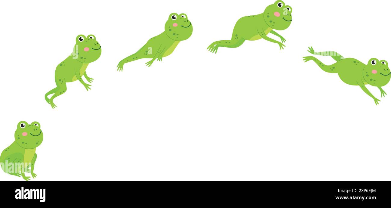 Jumping frog sequence. Animal leap movement animation Stock Vector ...