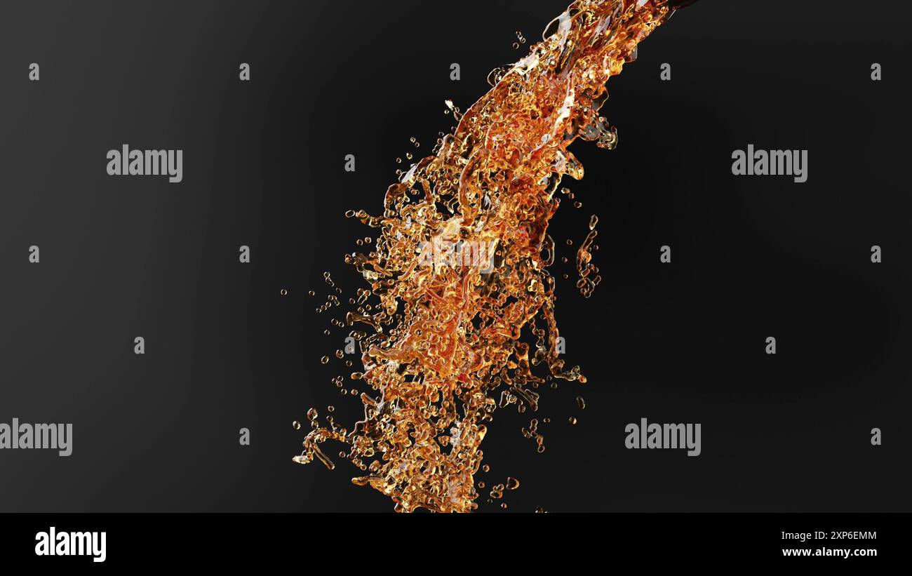 3D Alcohol beer splash on black bg turbulent liquid 3d render Stock ...
