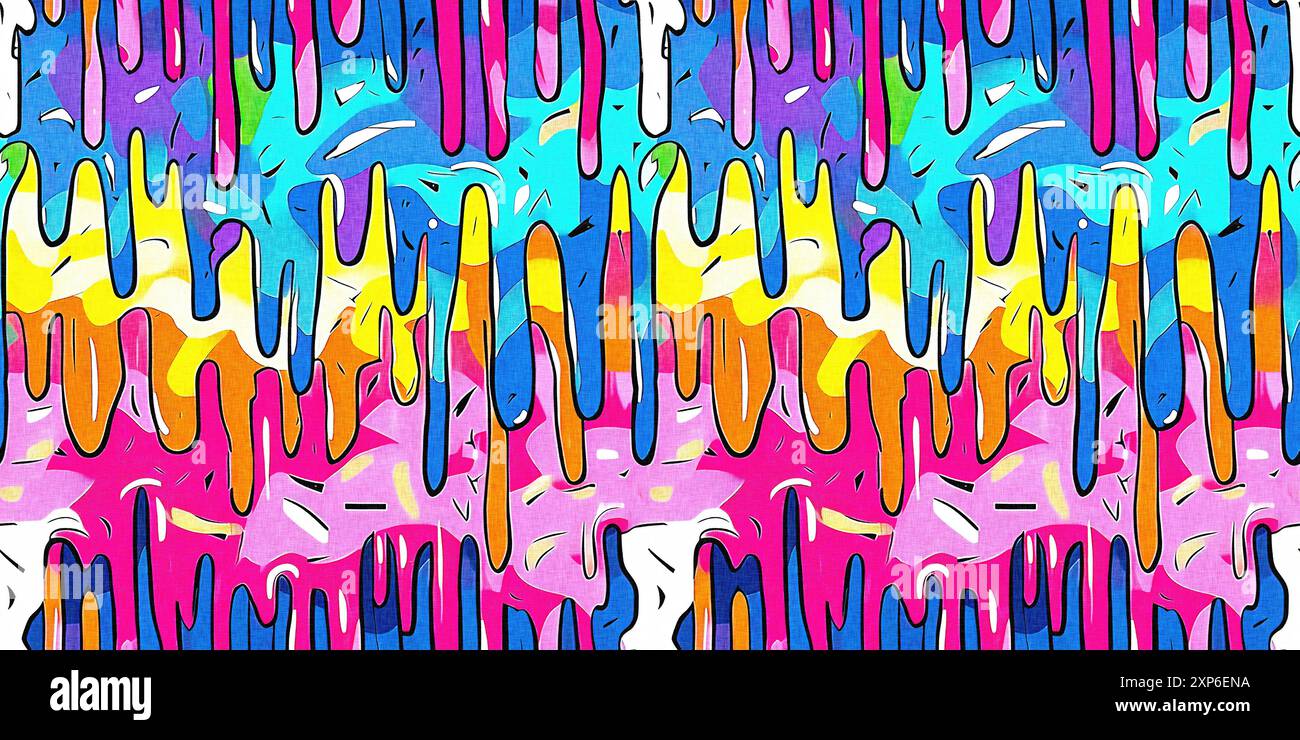 Fun dripping paint effect digital banner pattern with whimsical ink ...