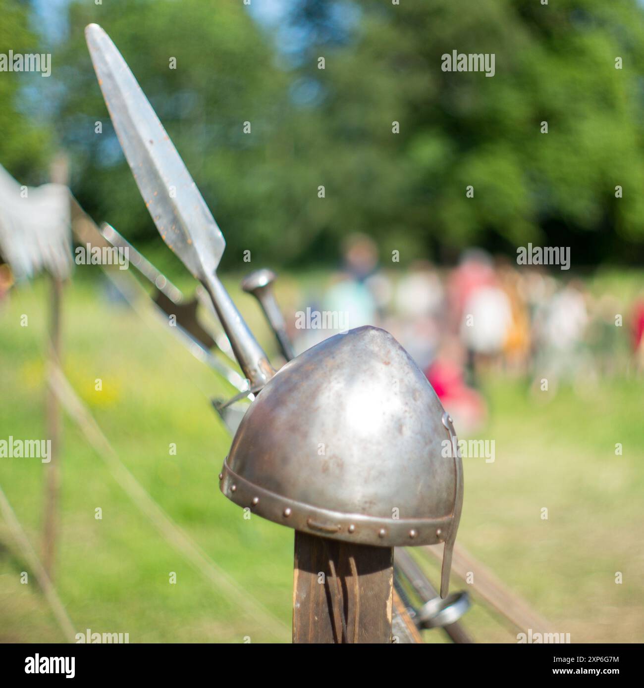 still life with helmet and lance Stock Photo - Alamy