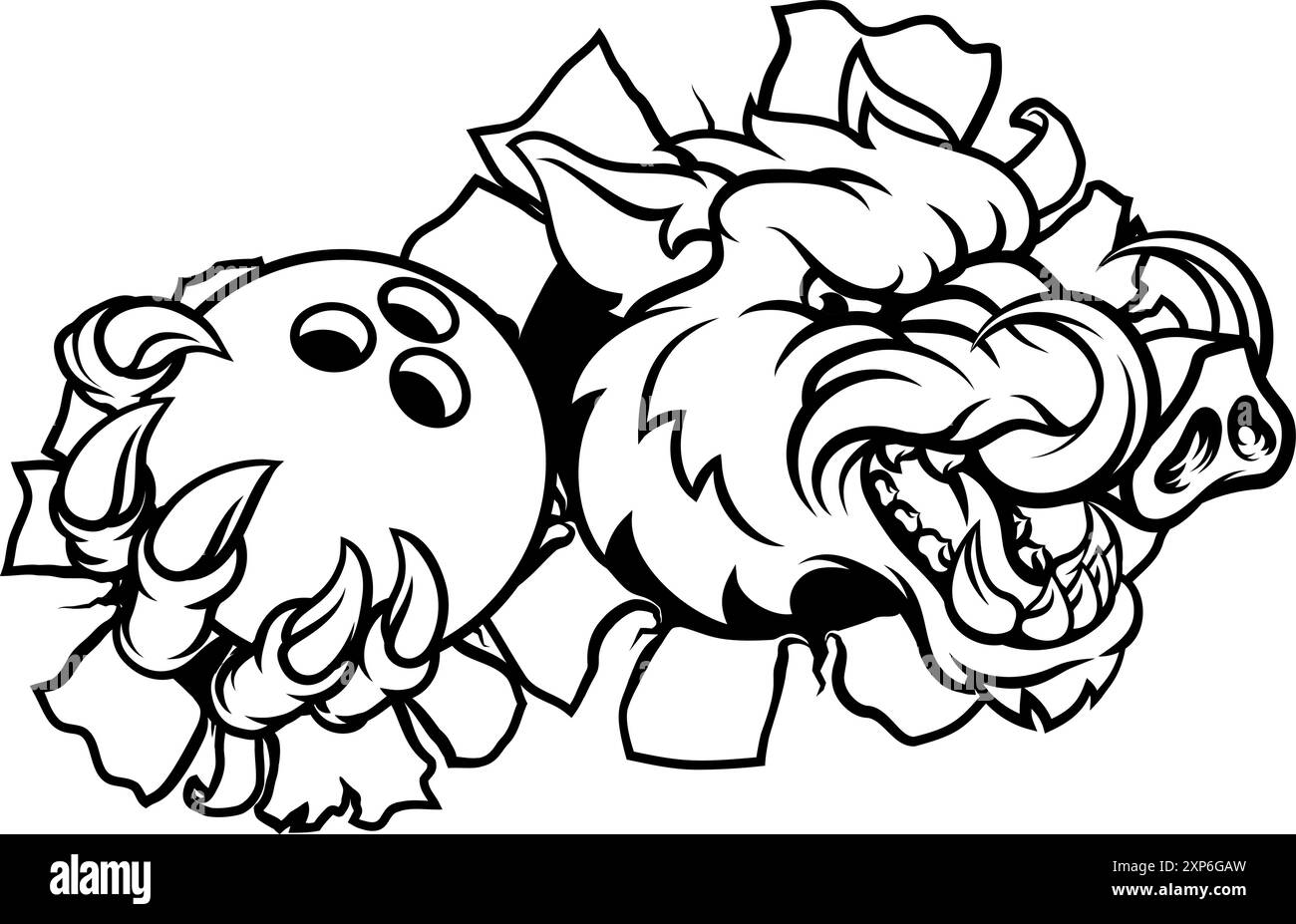 Boar Wild Hog Razorback Warthog Pig Bowling Mascot Stock Vector Image ...