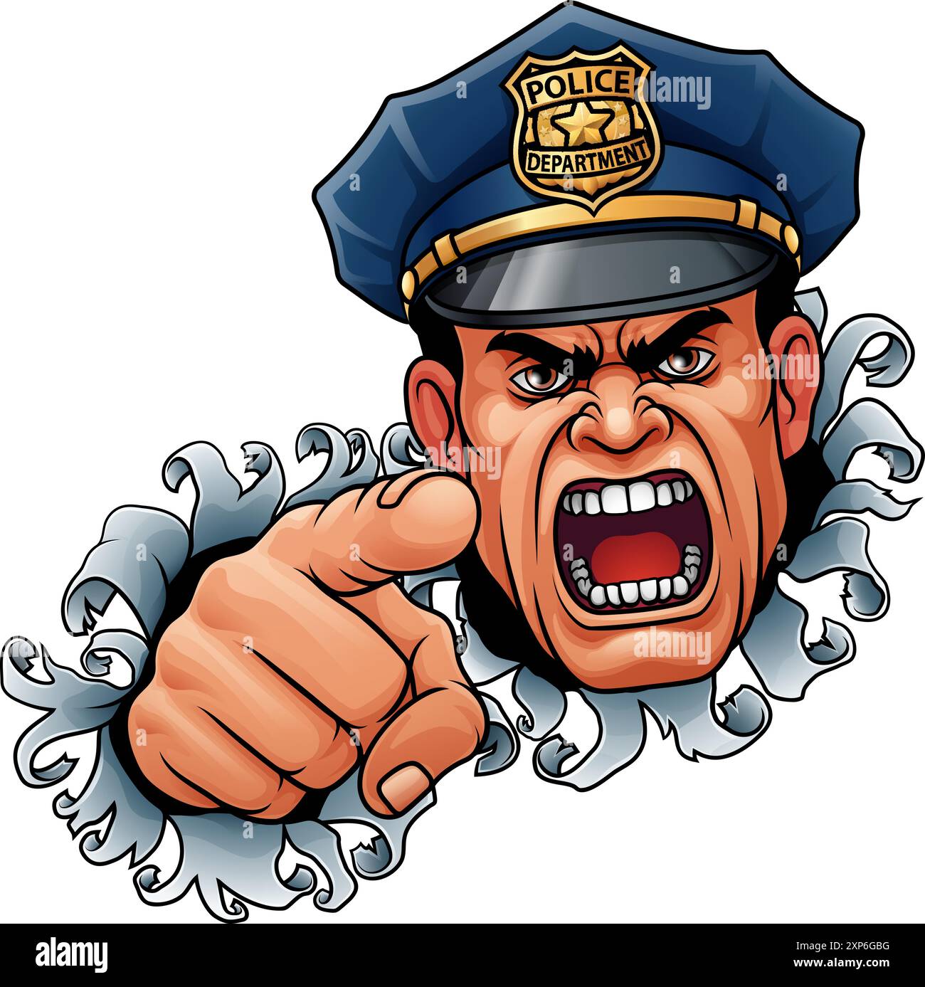 Policeman Angry Police Man Cartoon Character Cop Stock Vector Image ...