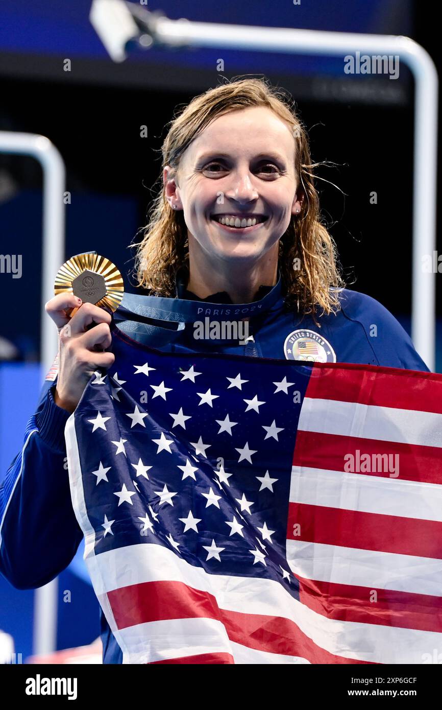 Paris, France. 3rd Aug 2024. Katie Ledecky ( USA ) Gold medal, Swimming ...