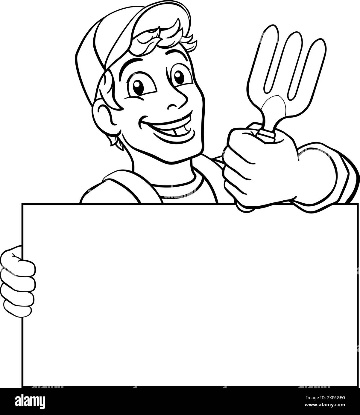 Cartoon black gardener holding gardening hi-res stock photography and ...