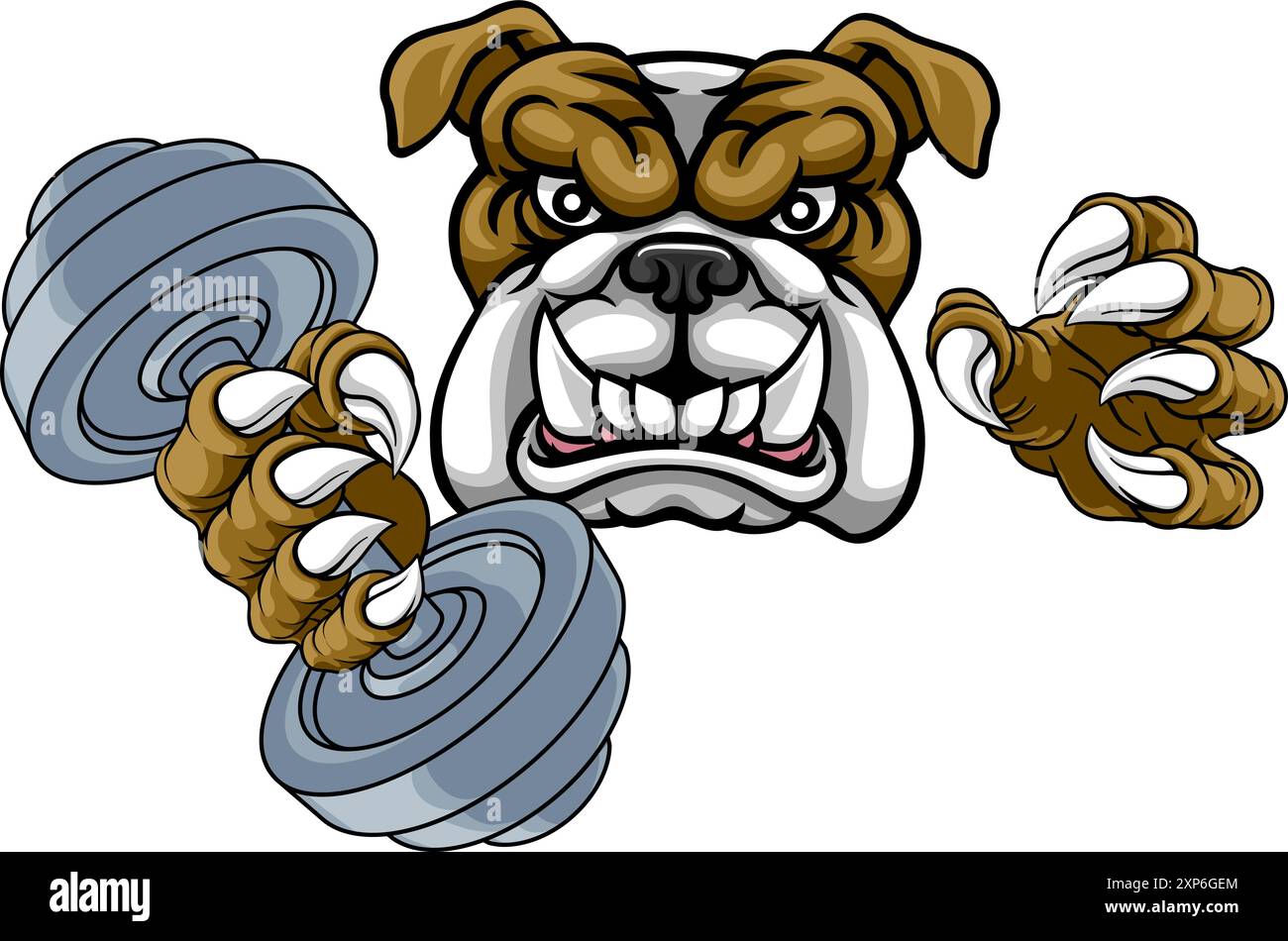 Bulldog Dog Weight Lifting Dumbbell Gym Mascot Stock Vector Image & Art ...