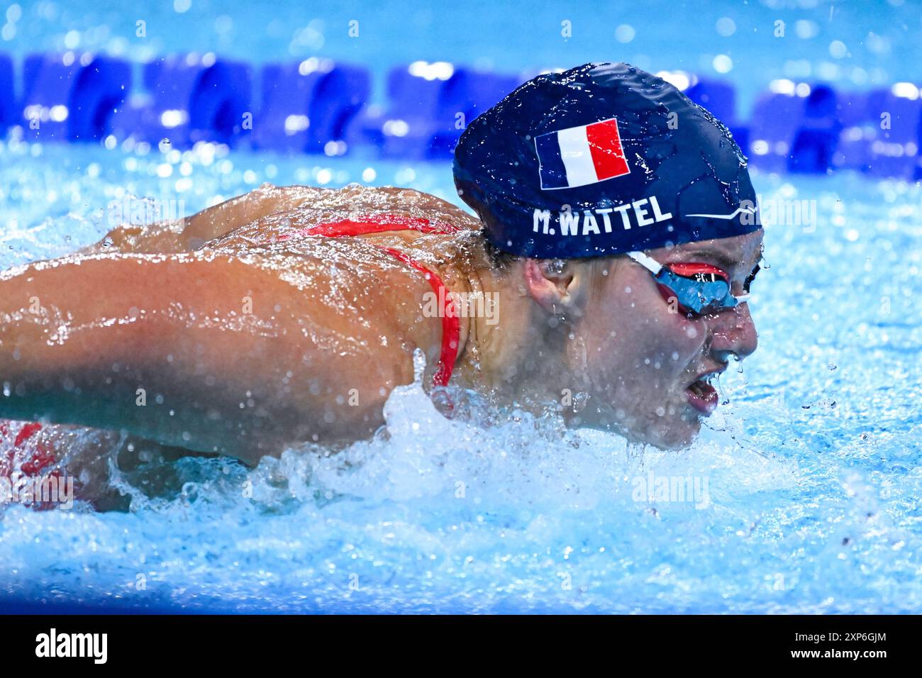 Paris, France. 3rd Aug 2024. Marie Wattel of France, Swimming, Mixed 4 x 100m Medley Relay Final ...
