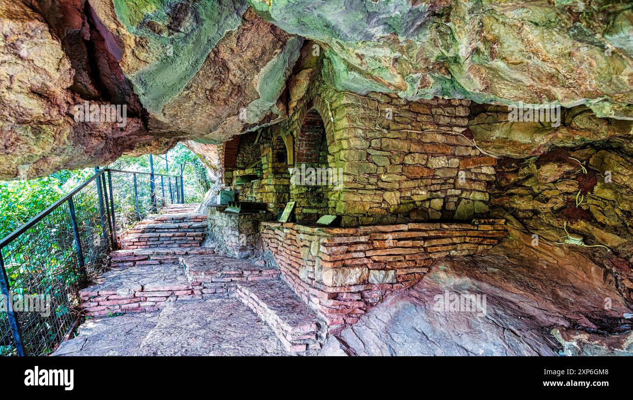 View of Holy Monastery of Petra Katafygiou, Itamos, Greece. The ...