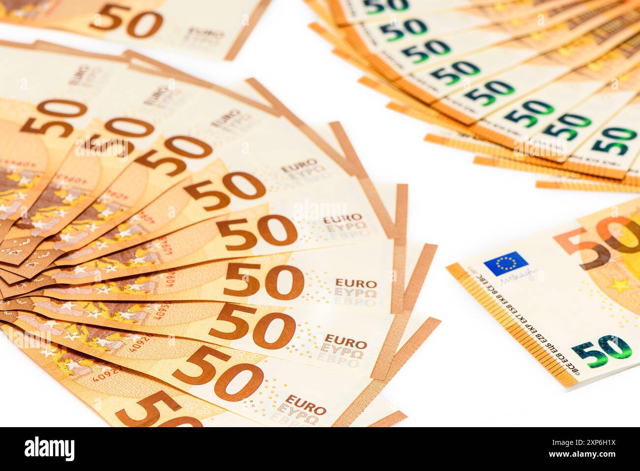 Fifty euro banknotes fan isolated Stock Photo - Alamy