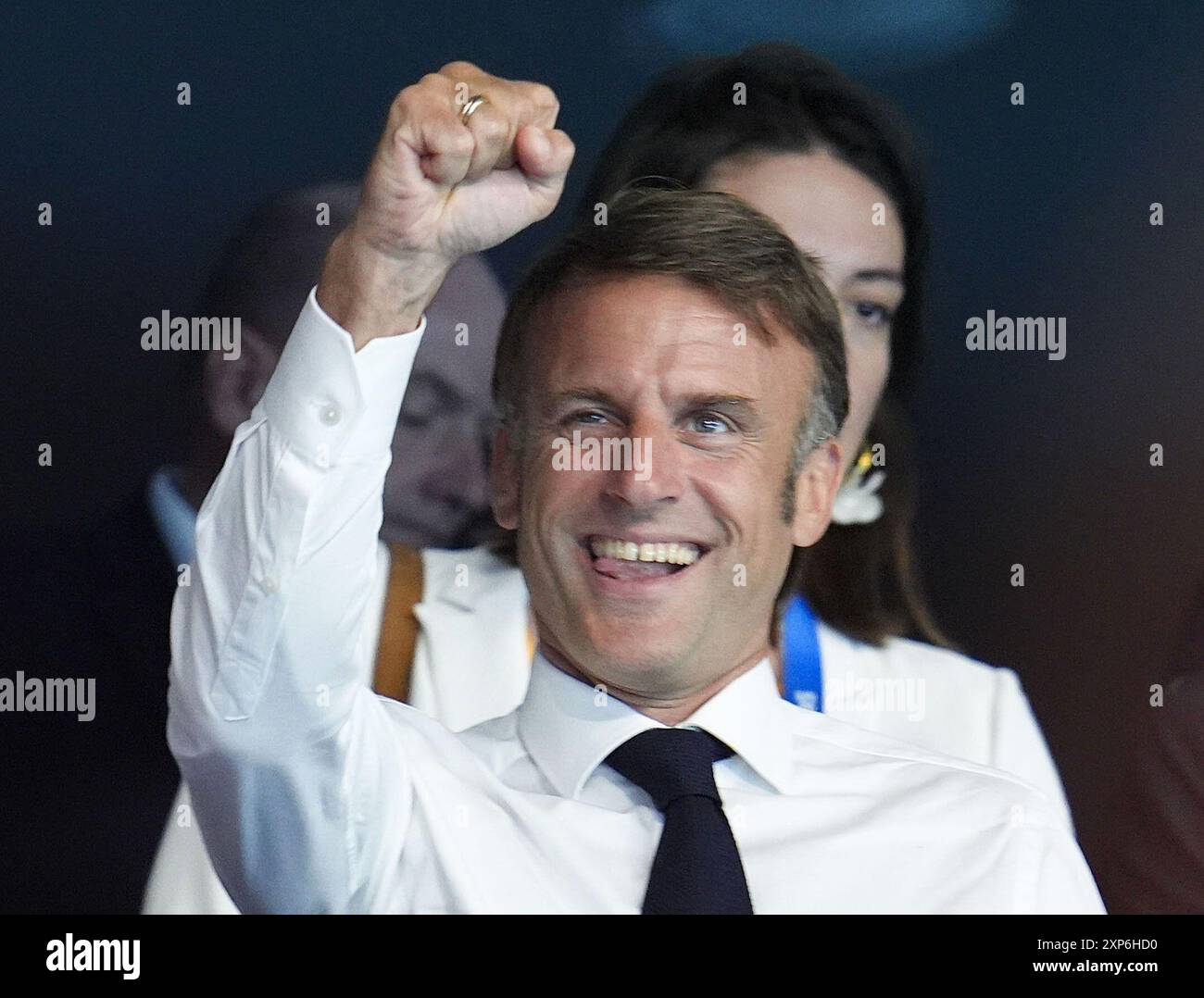 French President Emmanuel Macron visits La Defense Arena, the venue for ...