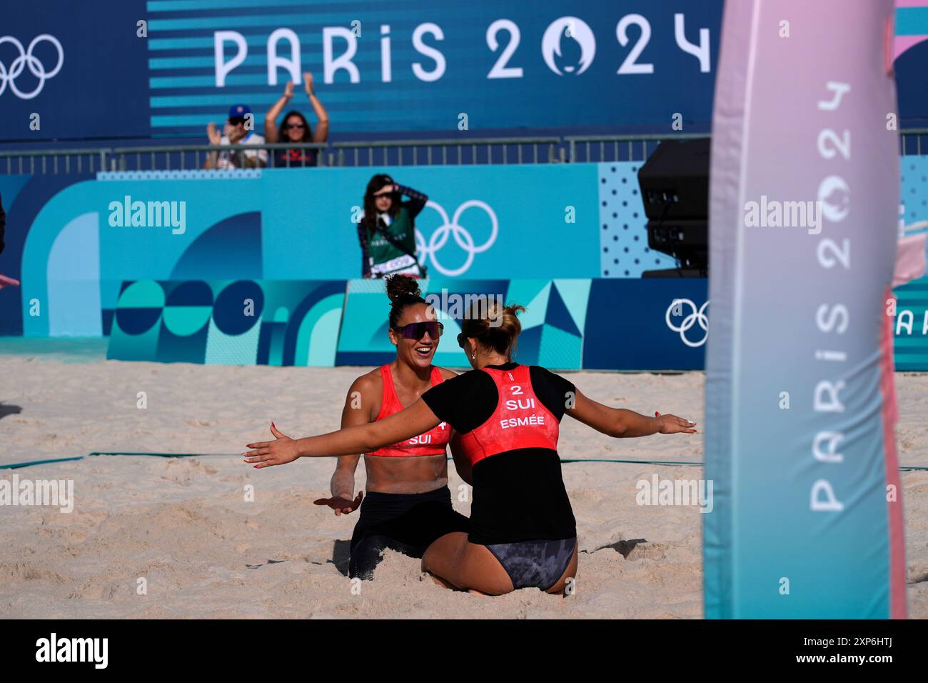 Switzerland's Zoe Verge-Depre, left, and Esmee Boebner celebrate their ...