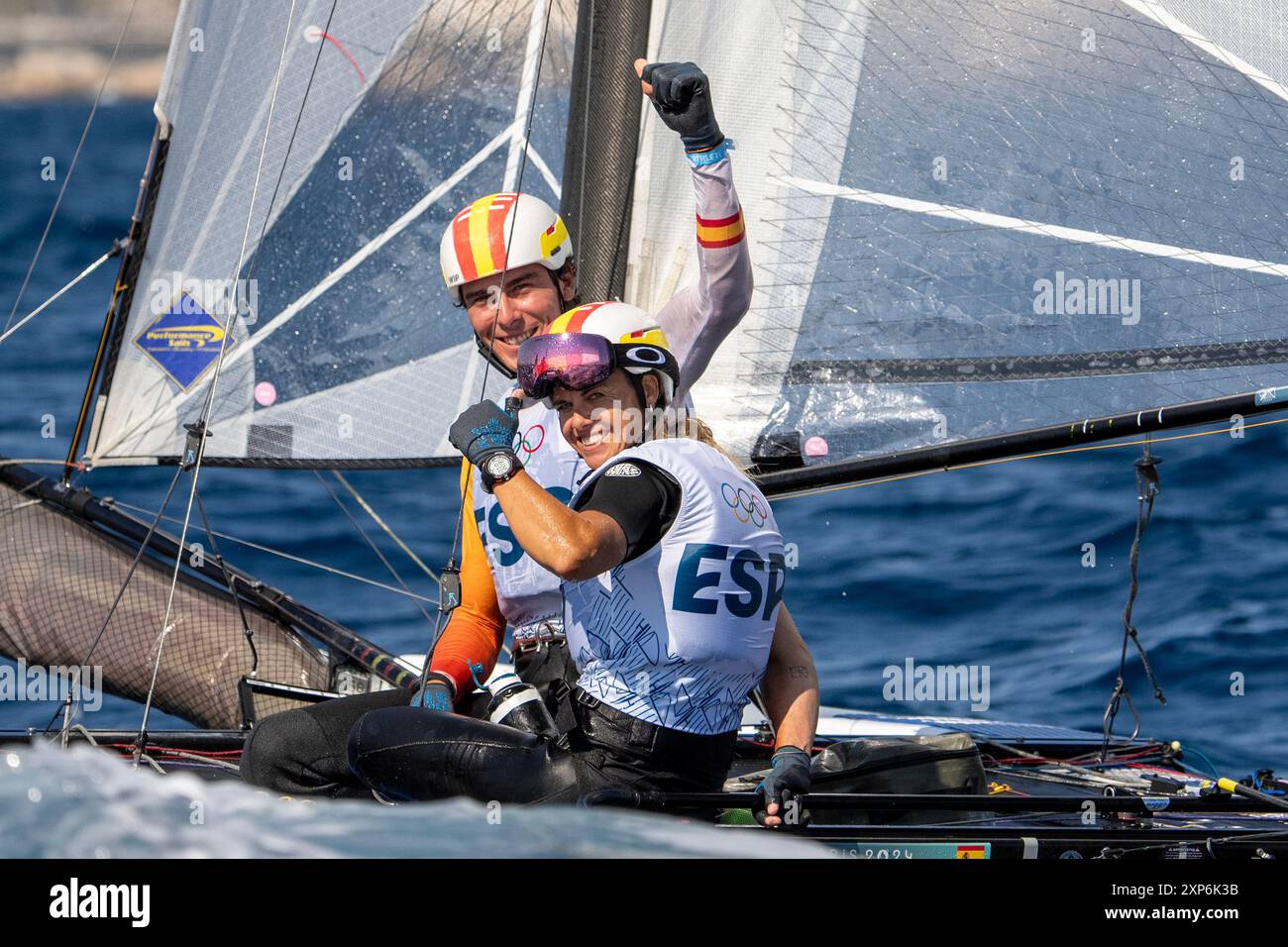 Spain's Andres Barrio Garcia and Tara Pacheco Van Rijnsoever celebrate ...