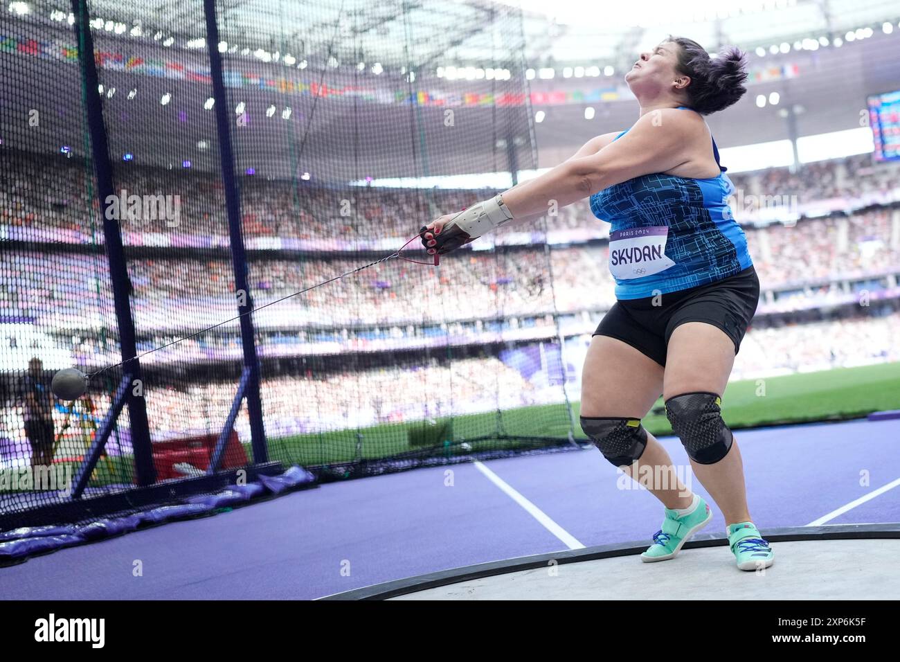 Hanna Skydan, of Azerbaijan, competes in the women's hammer throw ...