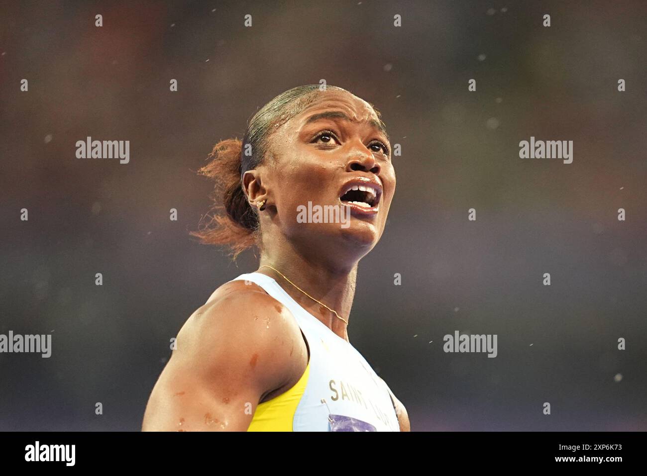 August 03 2024: Julien Alfred (Saint Lucia) winning gold at Women's ...