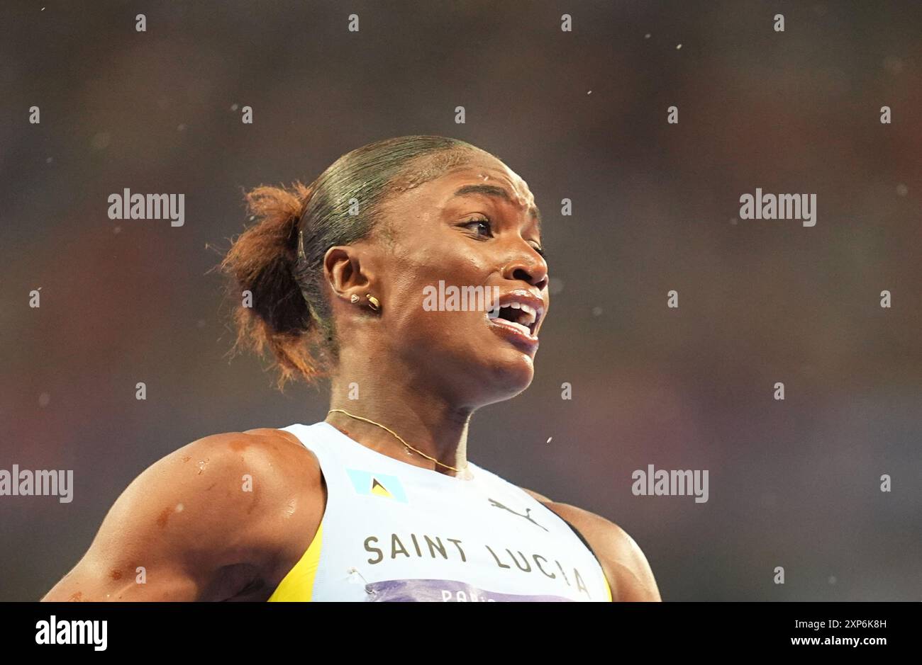 August 03 2024: Julien Alfred (Saint Lucia) winning gold at Women's ...